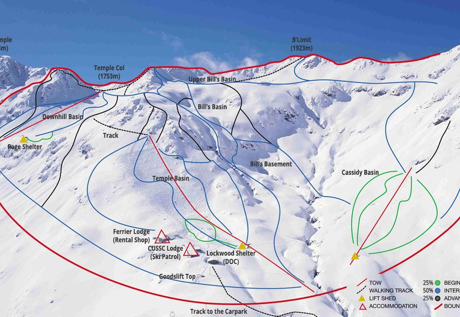 Temple Basin Piste Map | Ski Maps & Resort Info | PistePro