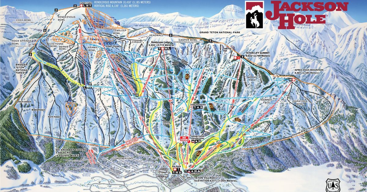 Jackson Hole Ski Map | Resort Info & Videos | PistePro