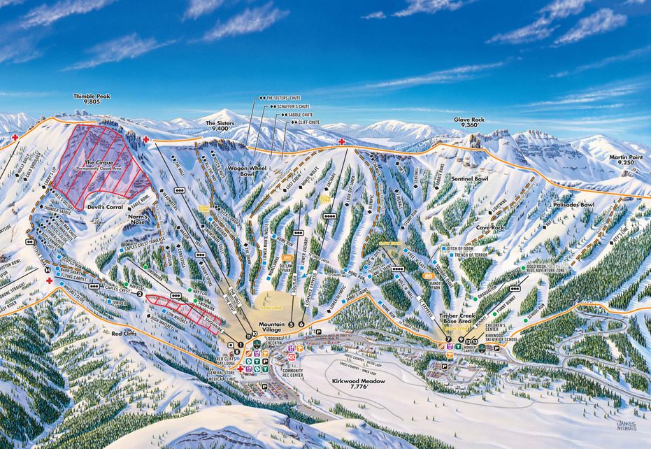 Kirkwood Ski Map | Resort Info & Videos | PistePro