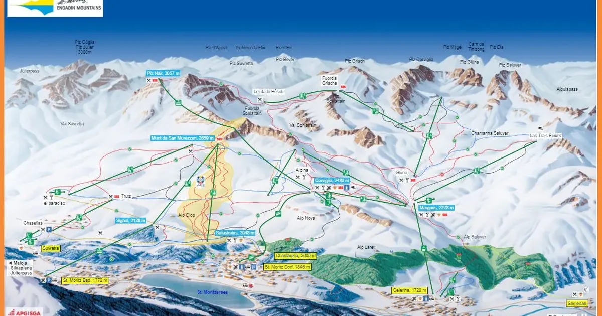 St. Moritz Piste Map | Ski Maps & Resort Info | PistePro