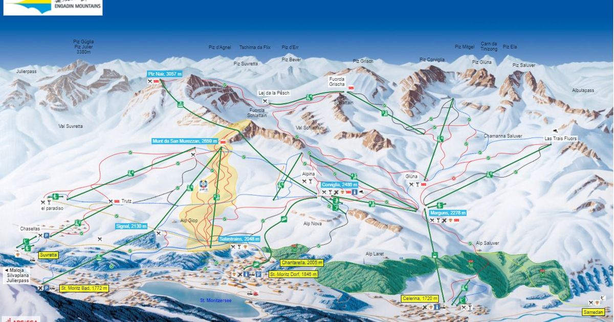 Celerina Piste Map | Ski Maps & Resort Info | PistePro