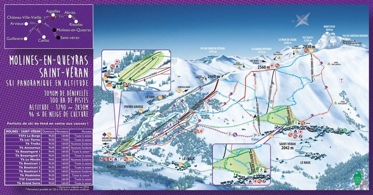 Molines - Saint Veran Piste Map | Ski Maps & Resort Info | PistePro