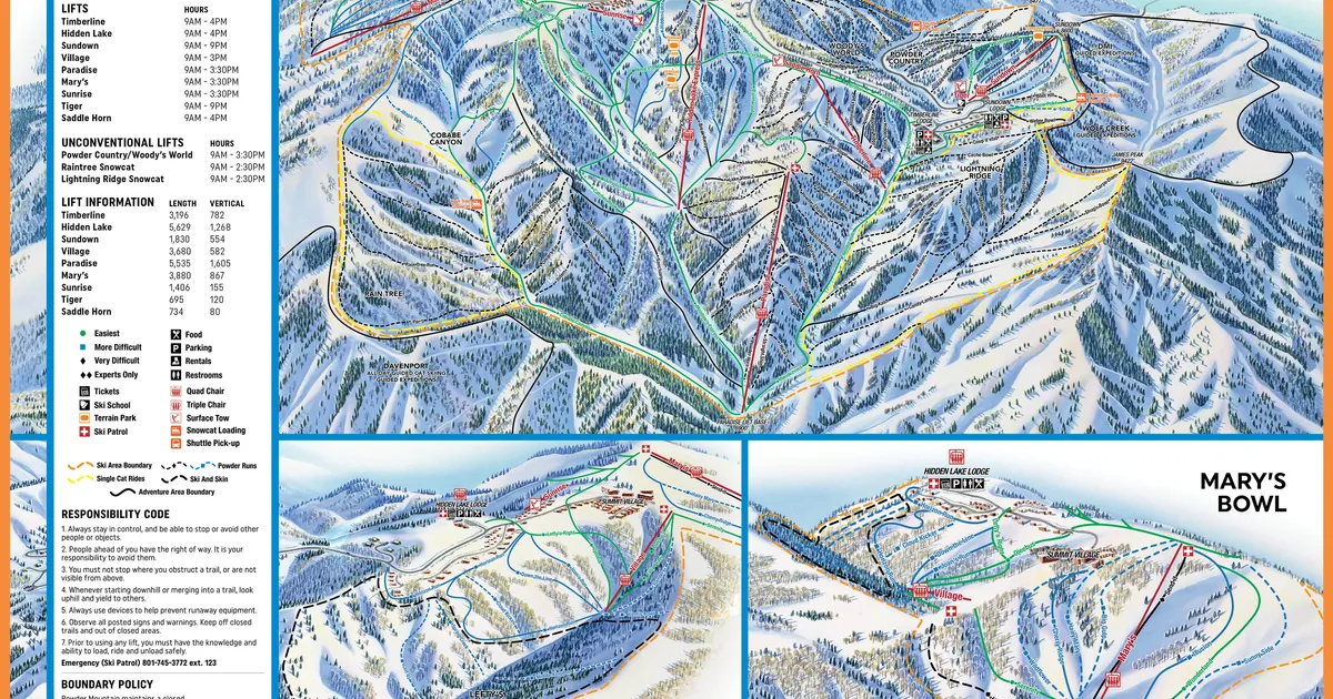 Powder Mountain Ski Map | Resort Info & Videos | PistePro