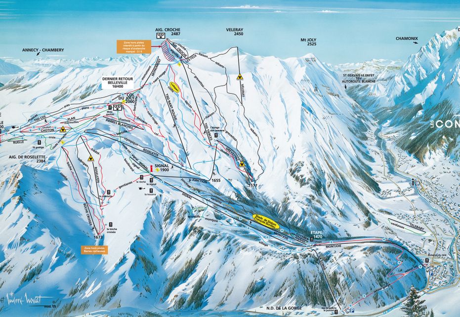 Les Contamines Mont Joie Piste Map | Ski Maps & Resort Info | PistePro